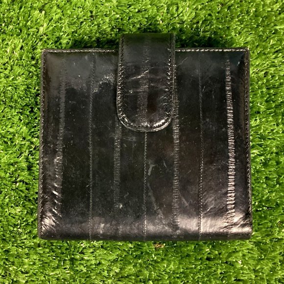 Vintage | Bags | Vintage Black Eel Skin Bi Fold Wallet | Poshmark